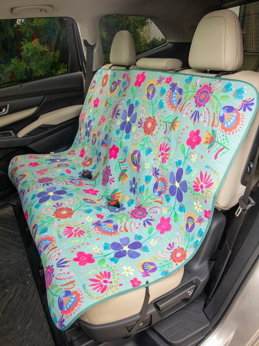 Back Car Seat Cover Indigo Folk Flower – Wildfire Designs KY